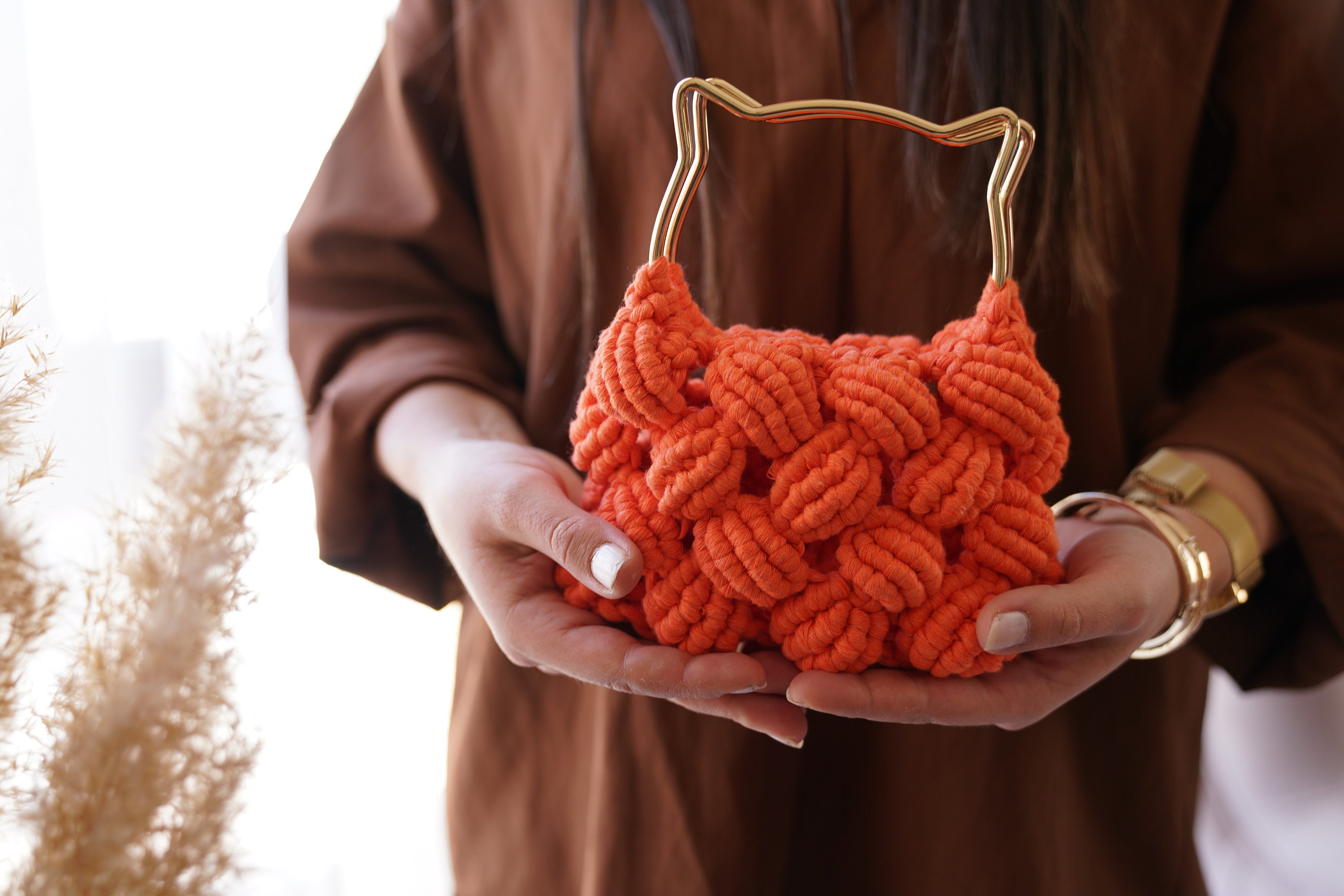 Orange Macrame Bag Crochet Macrame Purse Handmade Macrame - Etsy