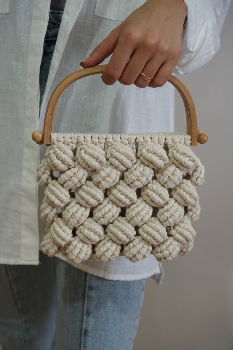 Macrame Bag , Cotton Macrame Bag,macrame Knot Bag, Handmade Macrame Bag - Etsy
