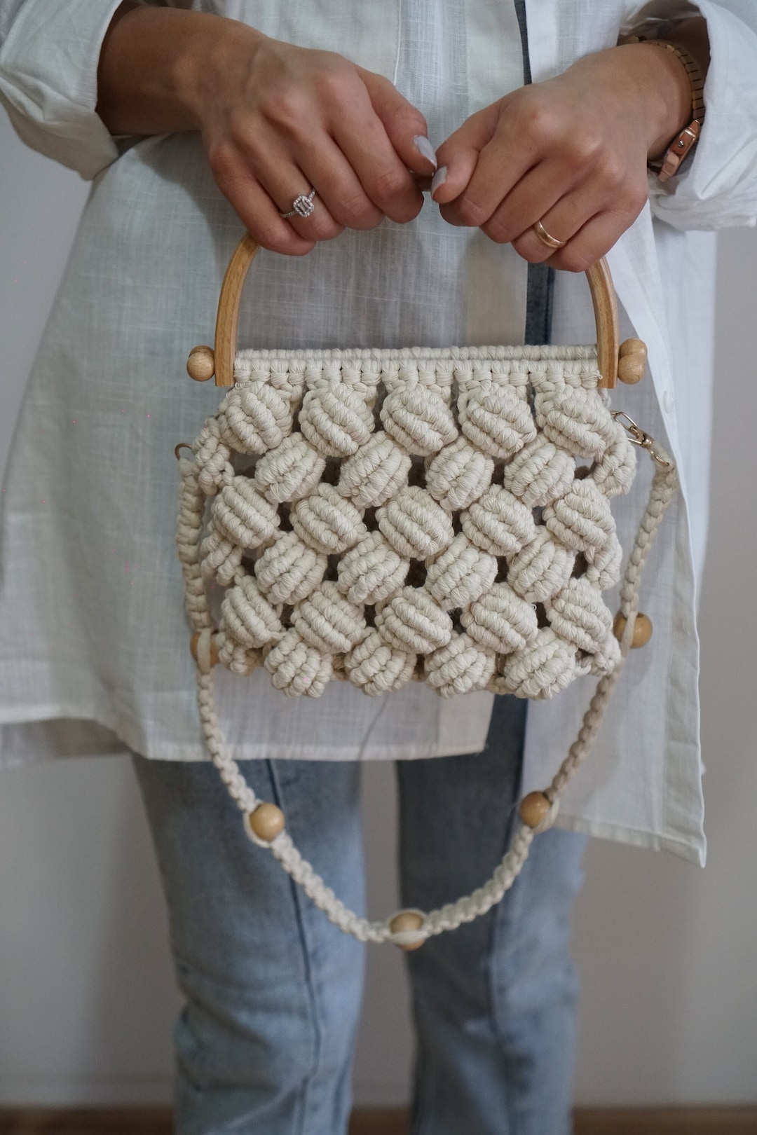 Macrame Bag , Cotton Macrame Bag,macrame Knot Bag, Handmade Macrame Bag ...
