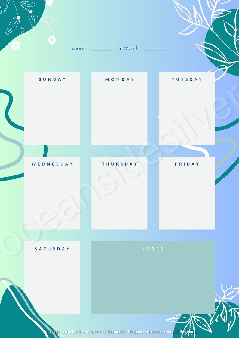 Blue Aesthetic Weekly Planner - Etsy