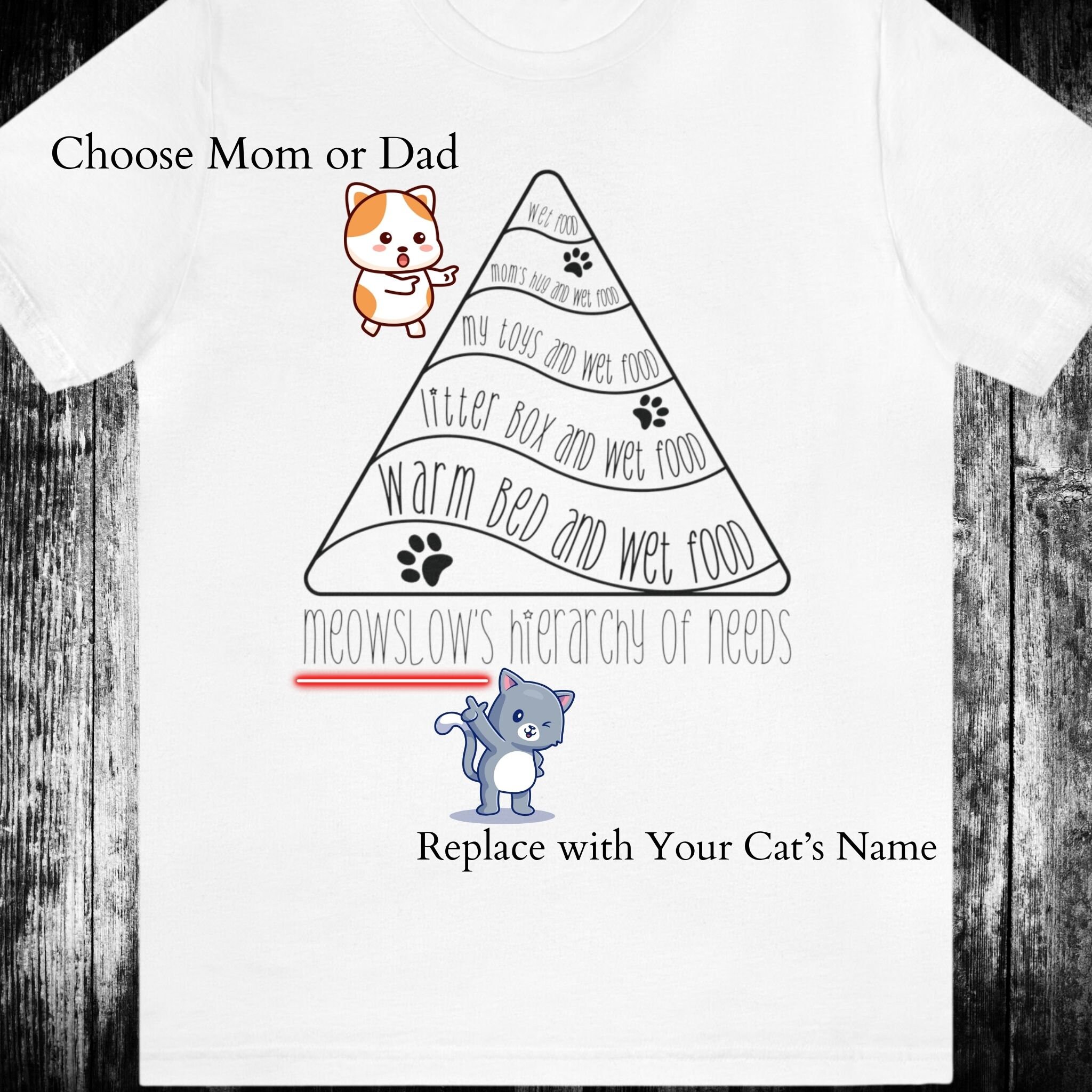 The Cat's Hierarchy of Needs, Funny Cat Shirt, Personalized Shirt ...