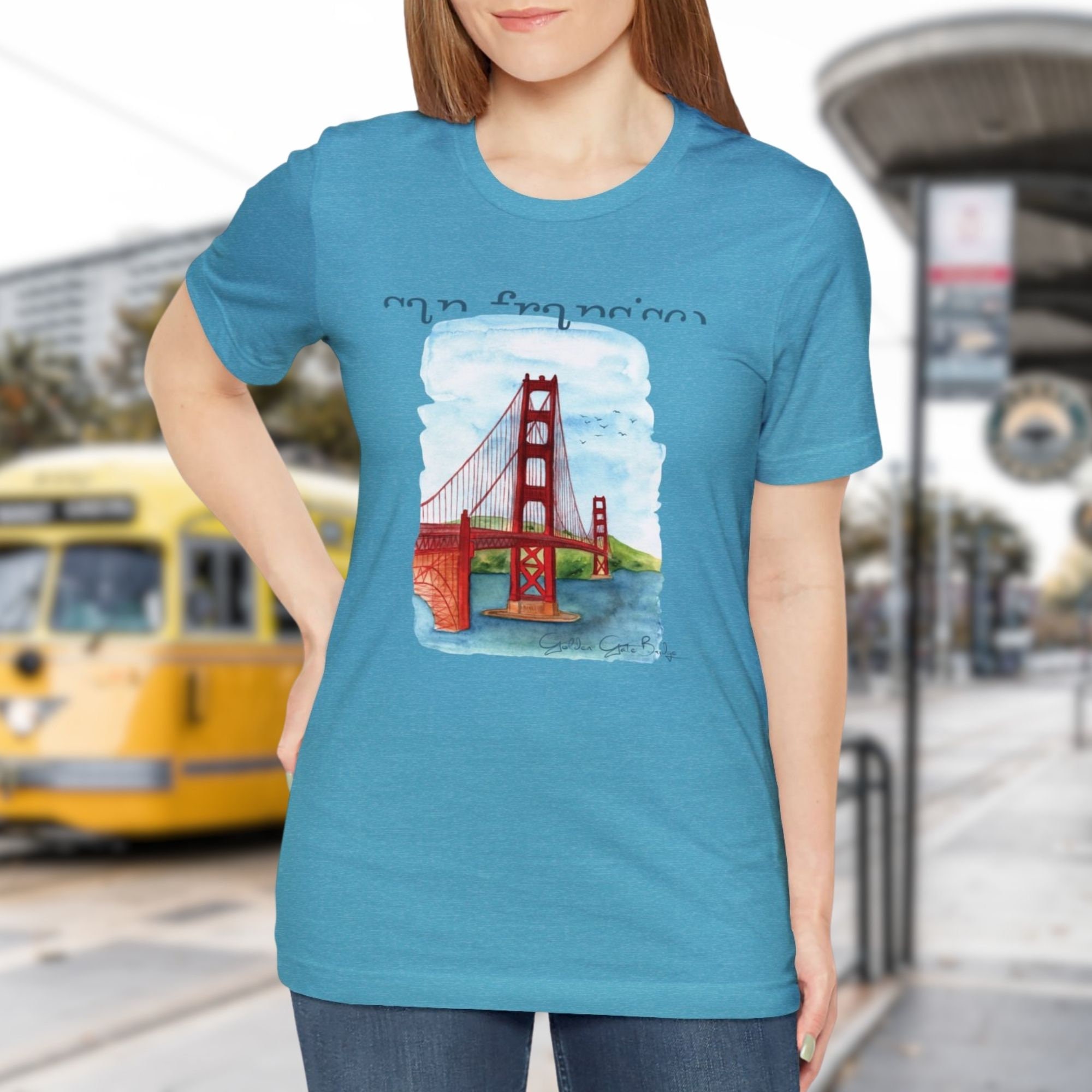 San Francisco Golden Gate Bridge Watercolor Tshirt, San Fransisco Tee ...