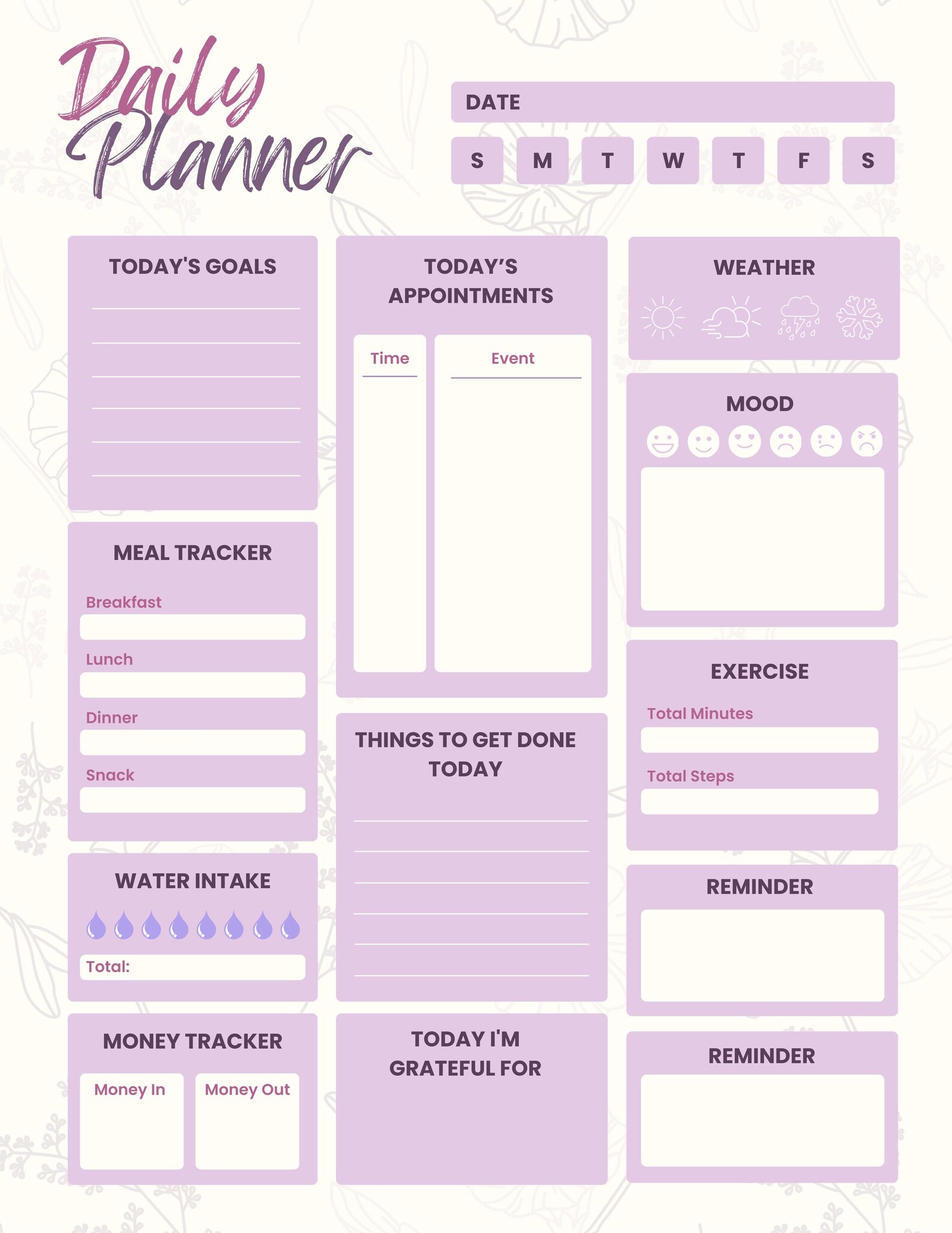 Aesthetic Daily Planner Printable | Productivity Planner | To-do List ...