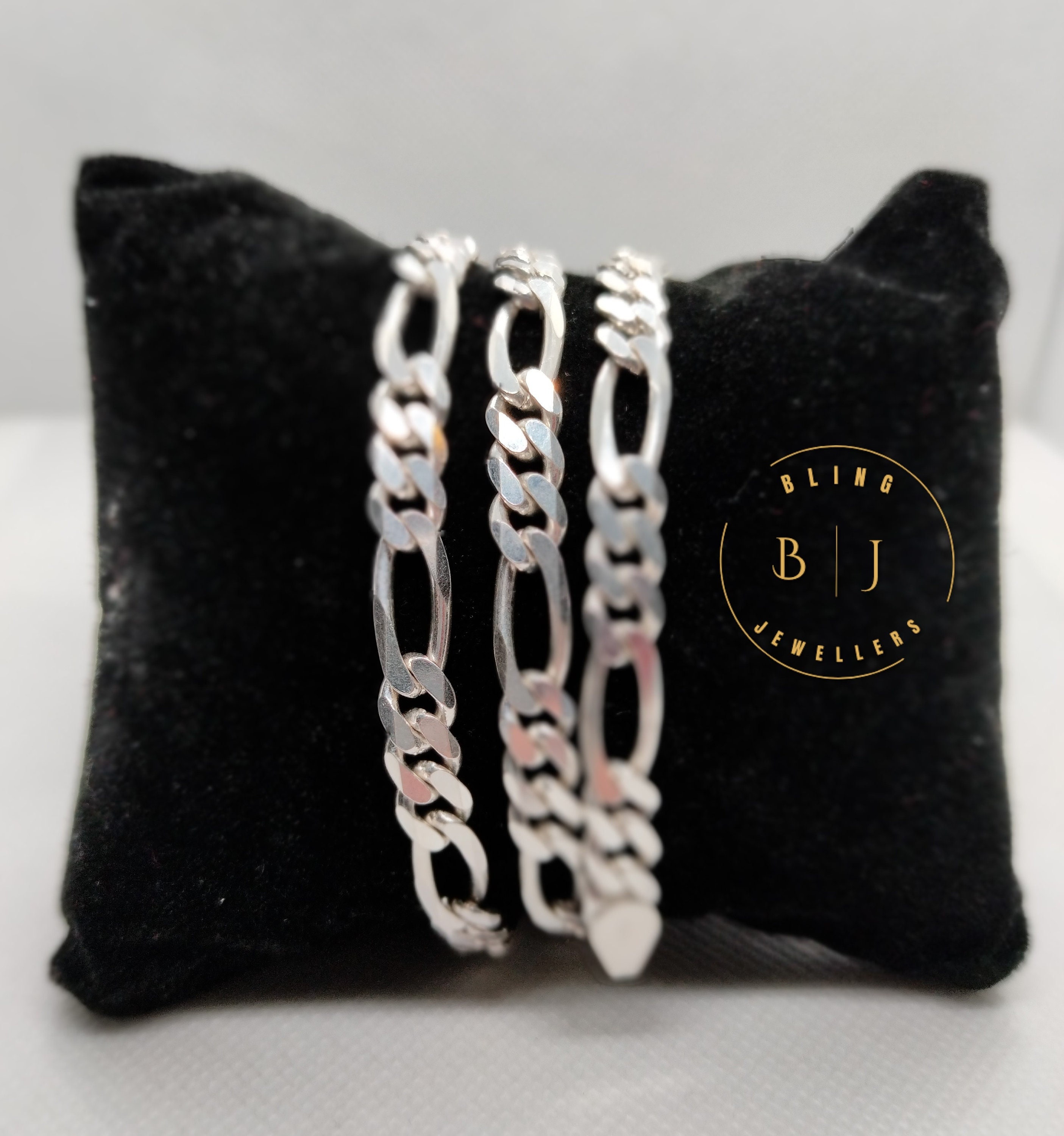 Men's Real Solid 925 Sterling Silver Figaro Link Chain, Heavy Figaro ...