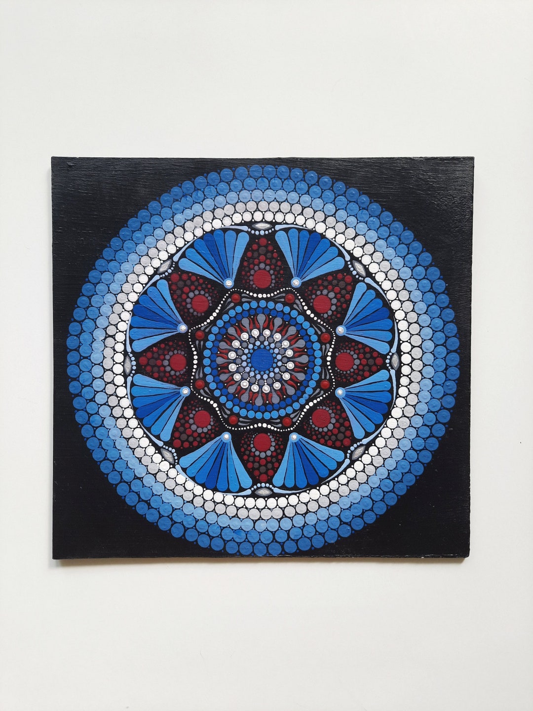 Mandala With Intention 10'' 25 Cm I Wooden I Free Wooden Easel Hand ...