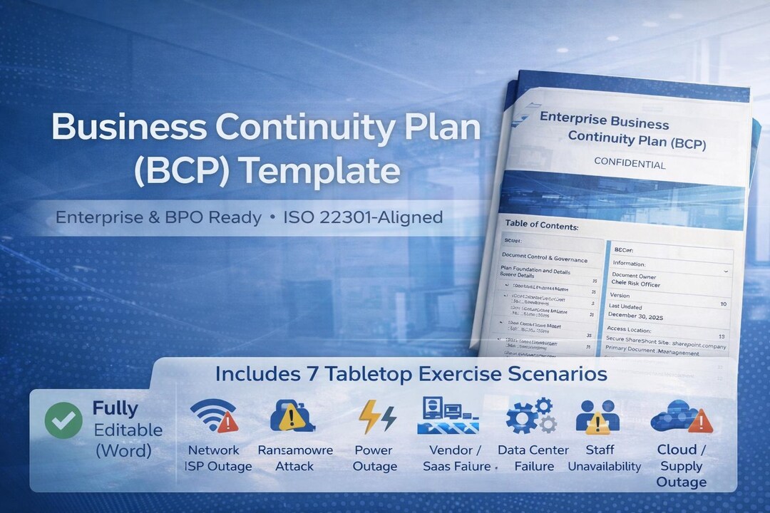 Enterprise Business Continuity Plan BCP Template for IT and BPO ...