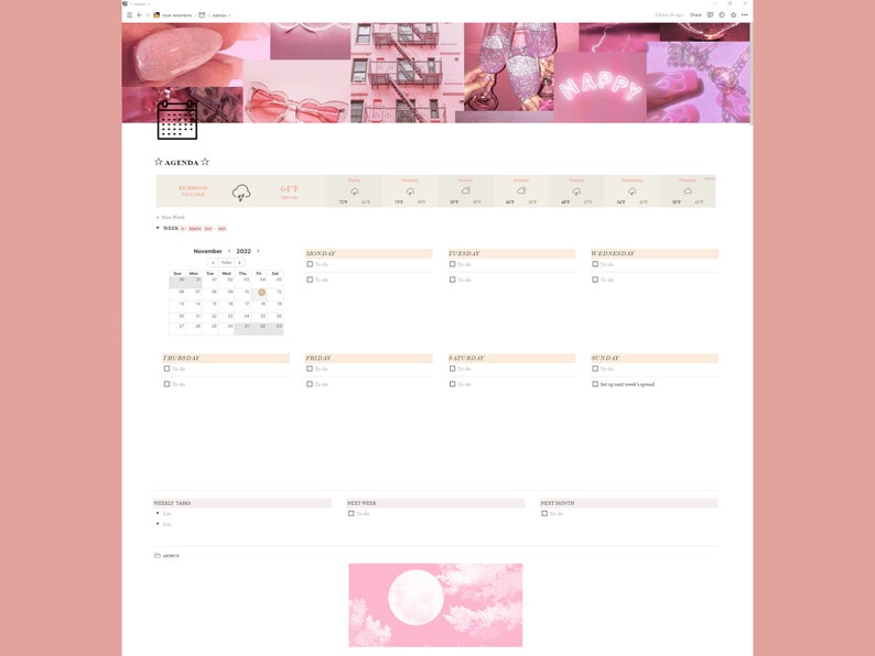 Feminine and Glamorous it Girl Aesthetic Notion Life Planner: With GIFS ...