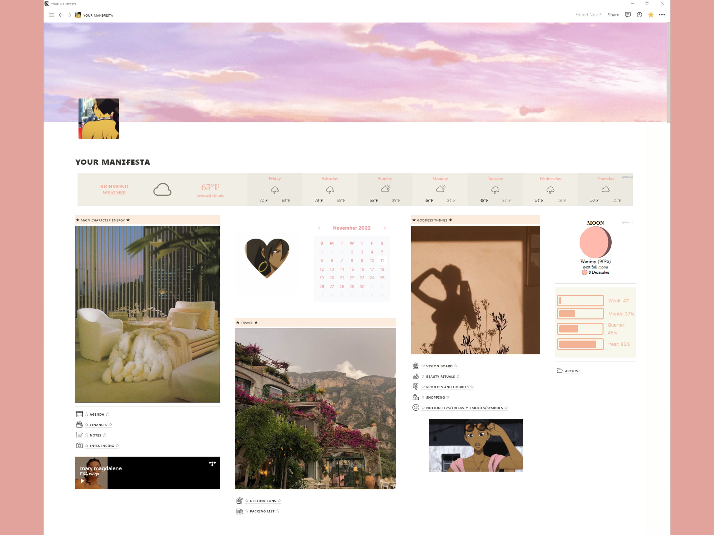 Feminine and Glamorous it Girl Aesthetic Notion Life Planner: With GIFS ...