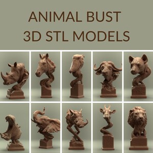 Animals Bust 3D Print Stl Pack - Etsy