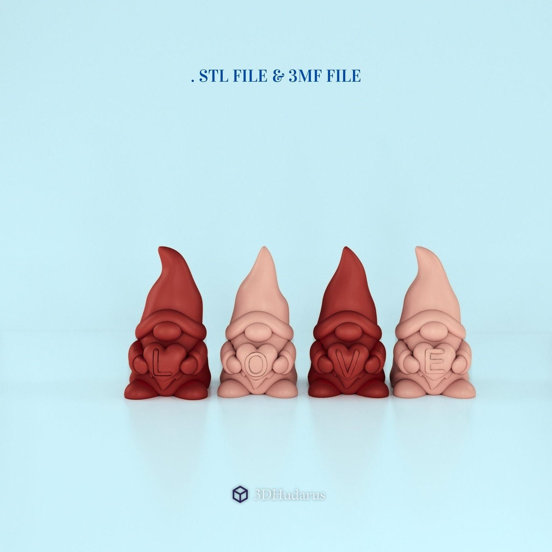 Gnomes Love 3D Print Stl Files - Valentines Heart Print Files - 3D Love ...