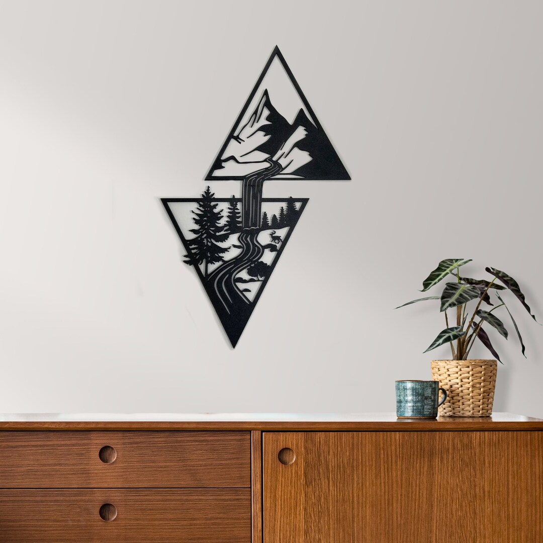 Waterfall and Mountain Wall Art 2D - Double Sided Wall Decor - 2D ...
