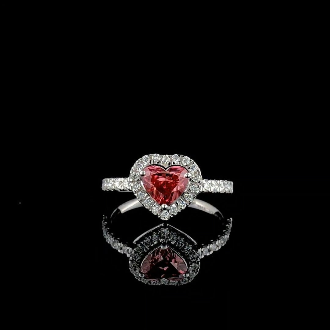1 Carat Fancy Color Red Heart Diamond Engagement Ring | 14k Solid Gold ...