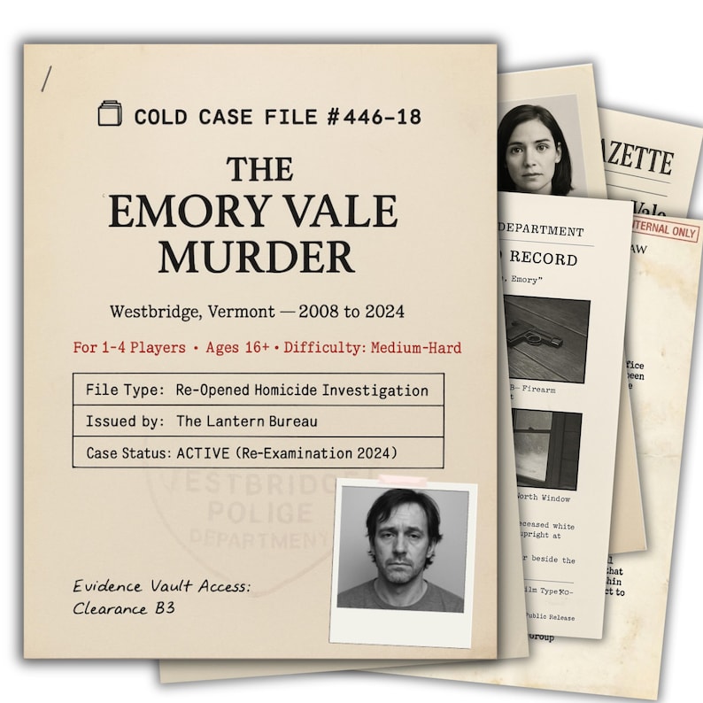 Unsolved Cold Case Files Game | the Emory Vale Murder | Printable ...