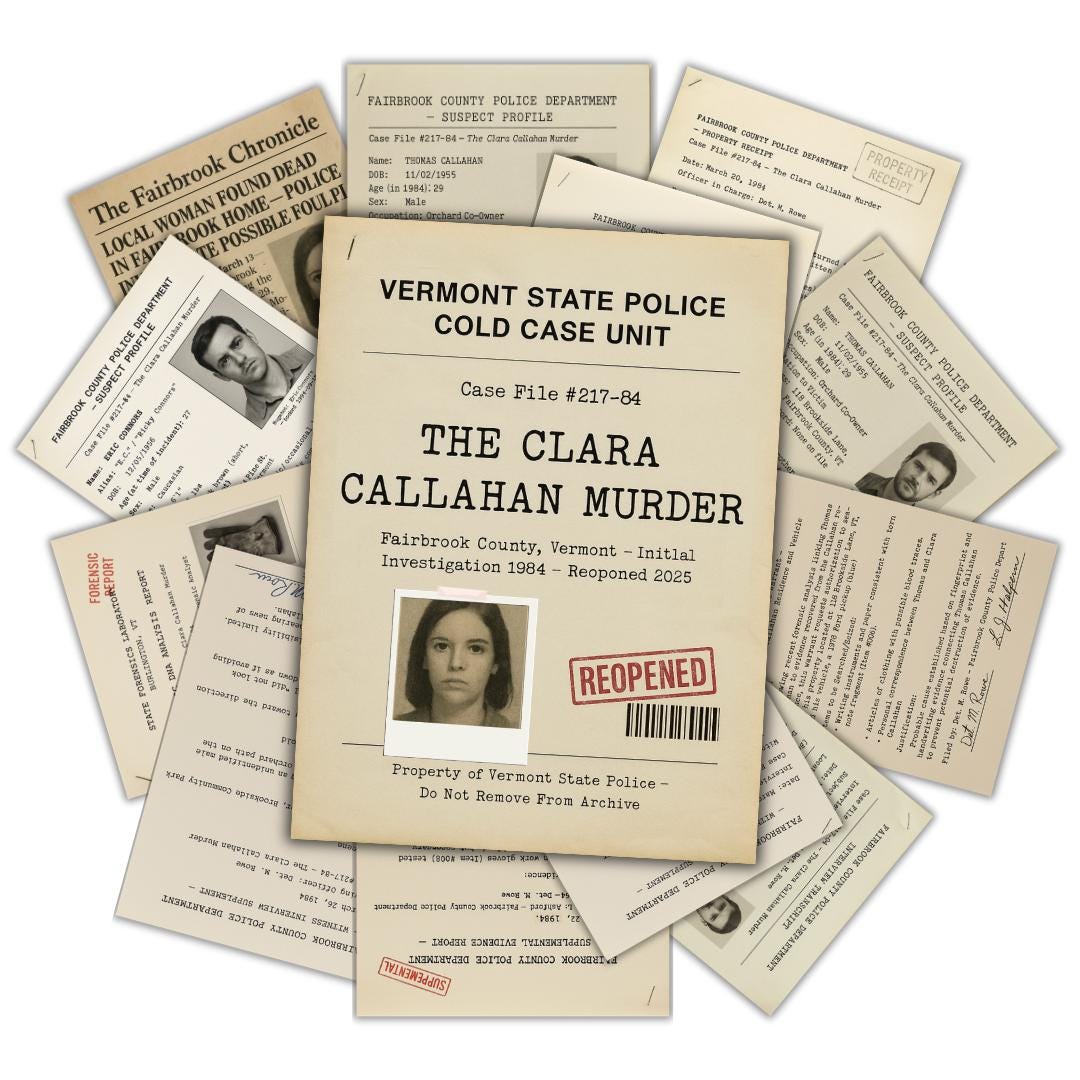 Unsolved Cold Case Files Game | the Clara Callahan Murder | Printable Murder Mystery | Detective ...