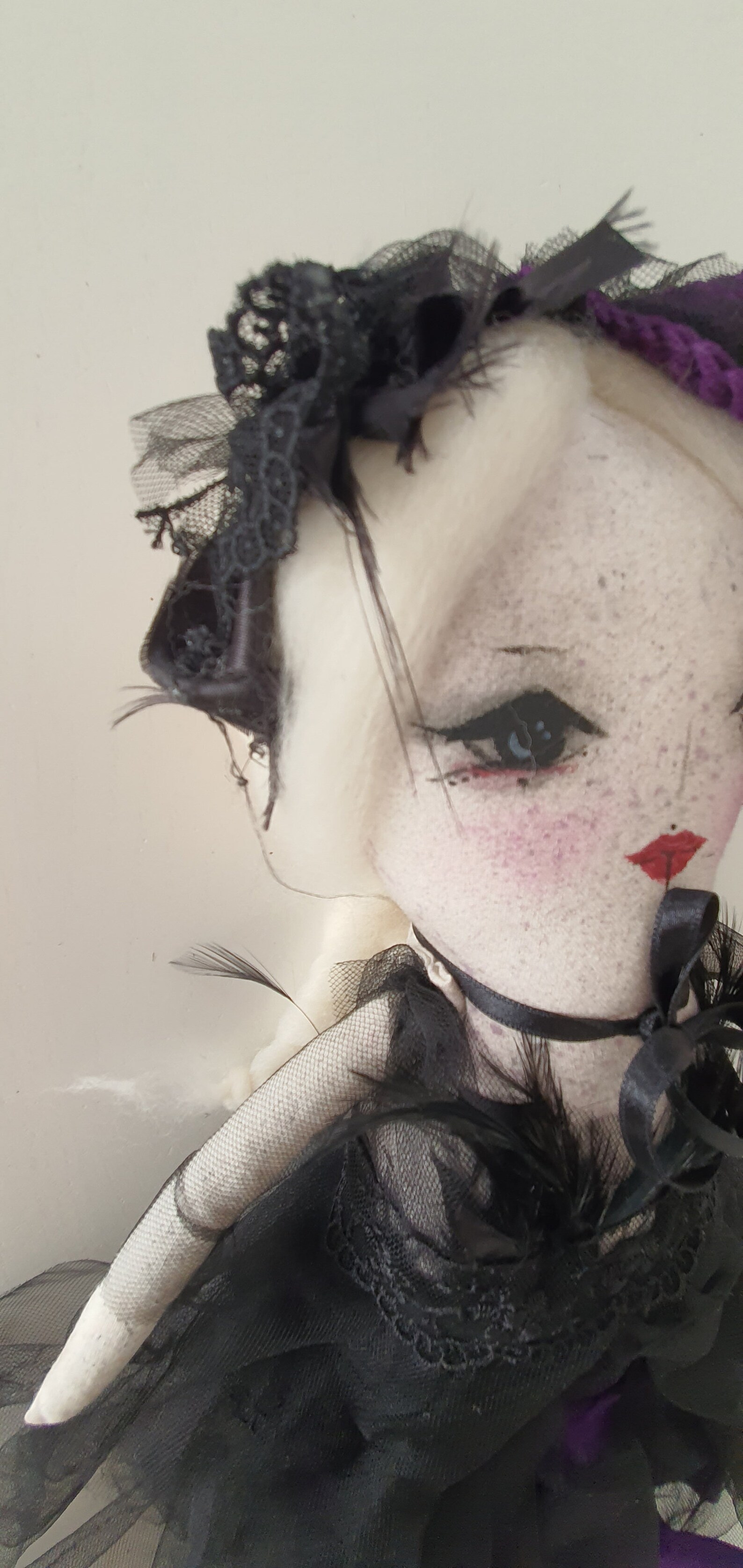 Halloween Witch Doll #3, Handmade Witch Cloth Doll With Merino Wool ...