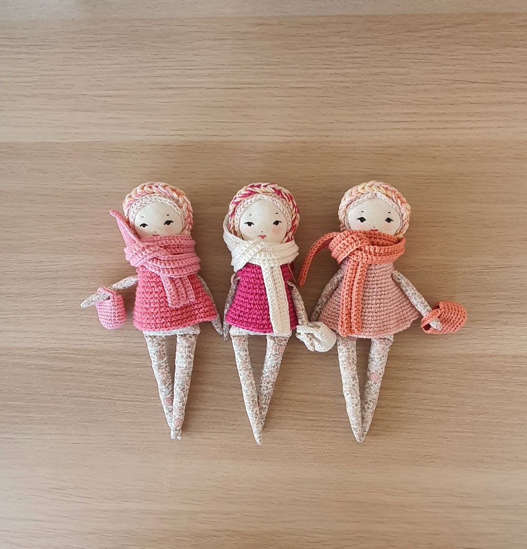 Cottage Style Tiny Rag Doll, Handmade Cute Cloth Doll With Accesories ...