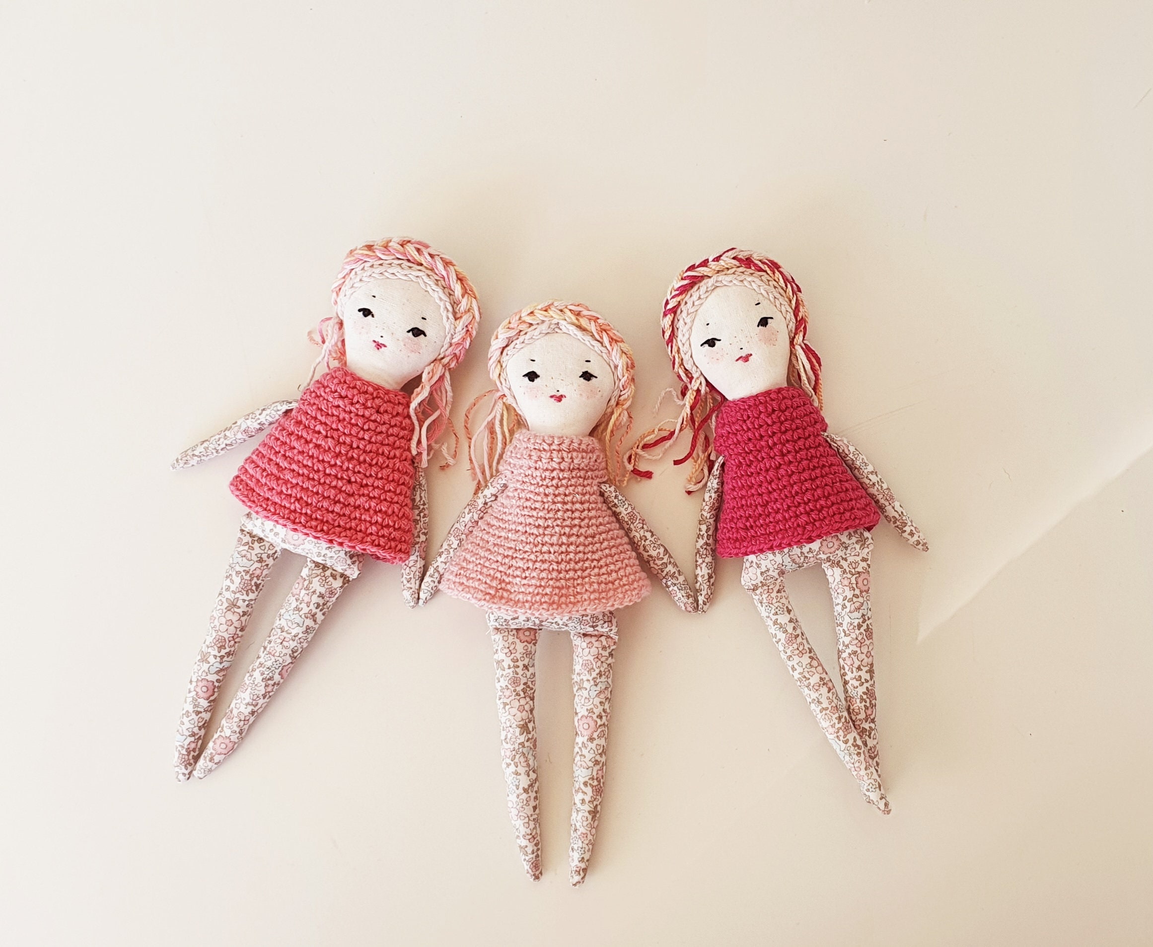 Cottage Style Tiny Rag Doll, Handmade Cute Cloth Doll With Accesories ...