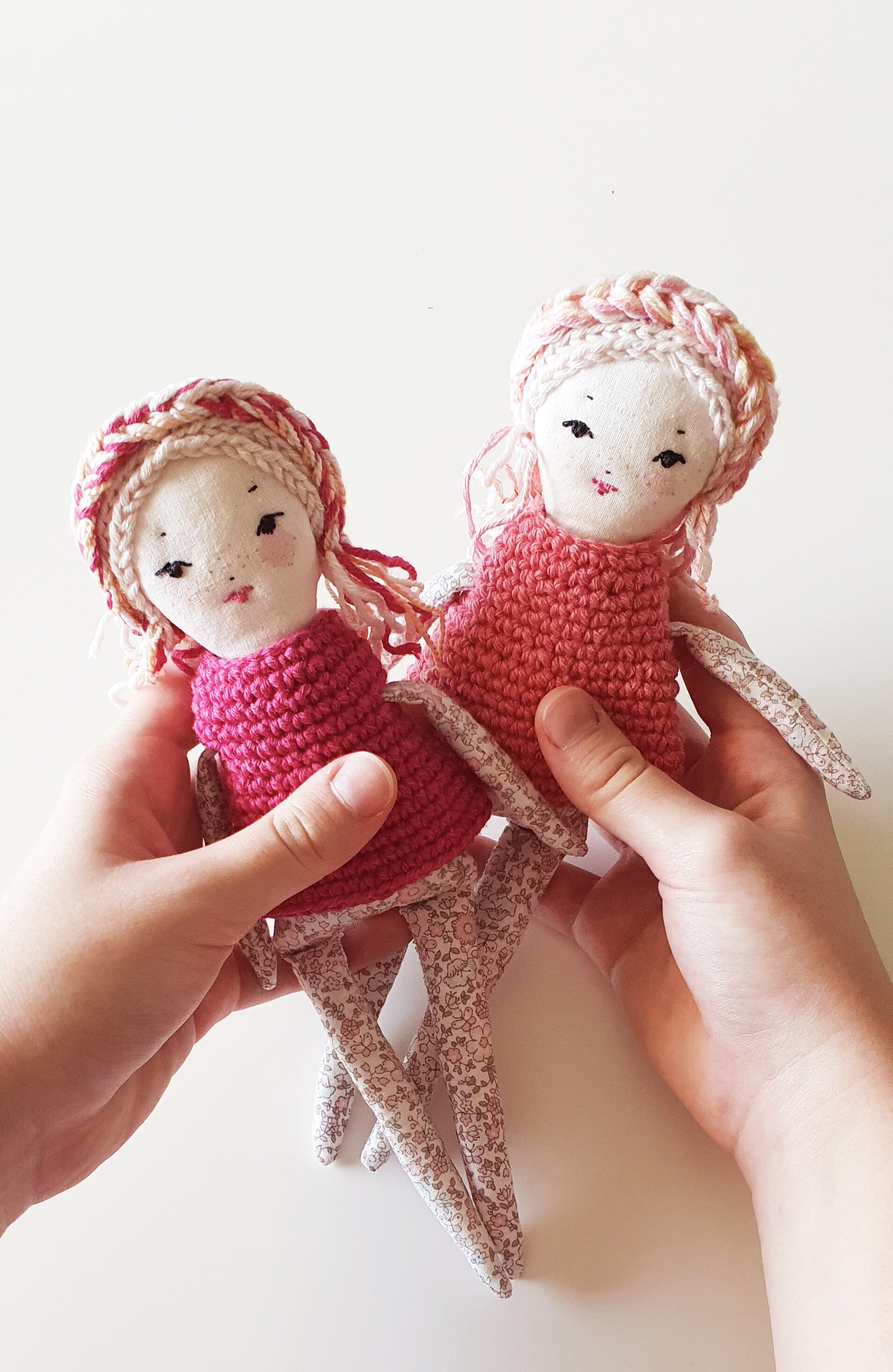 Cottage Style Tiny Rag Doll, Handmade Cute Cloth Doll With Accesories ...