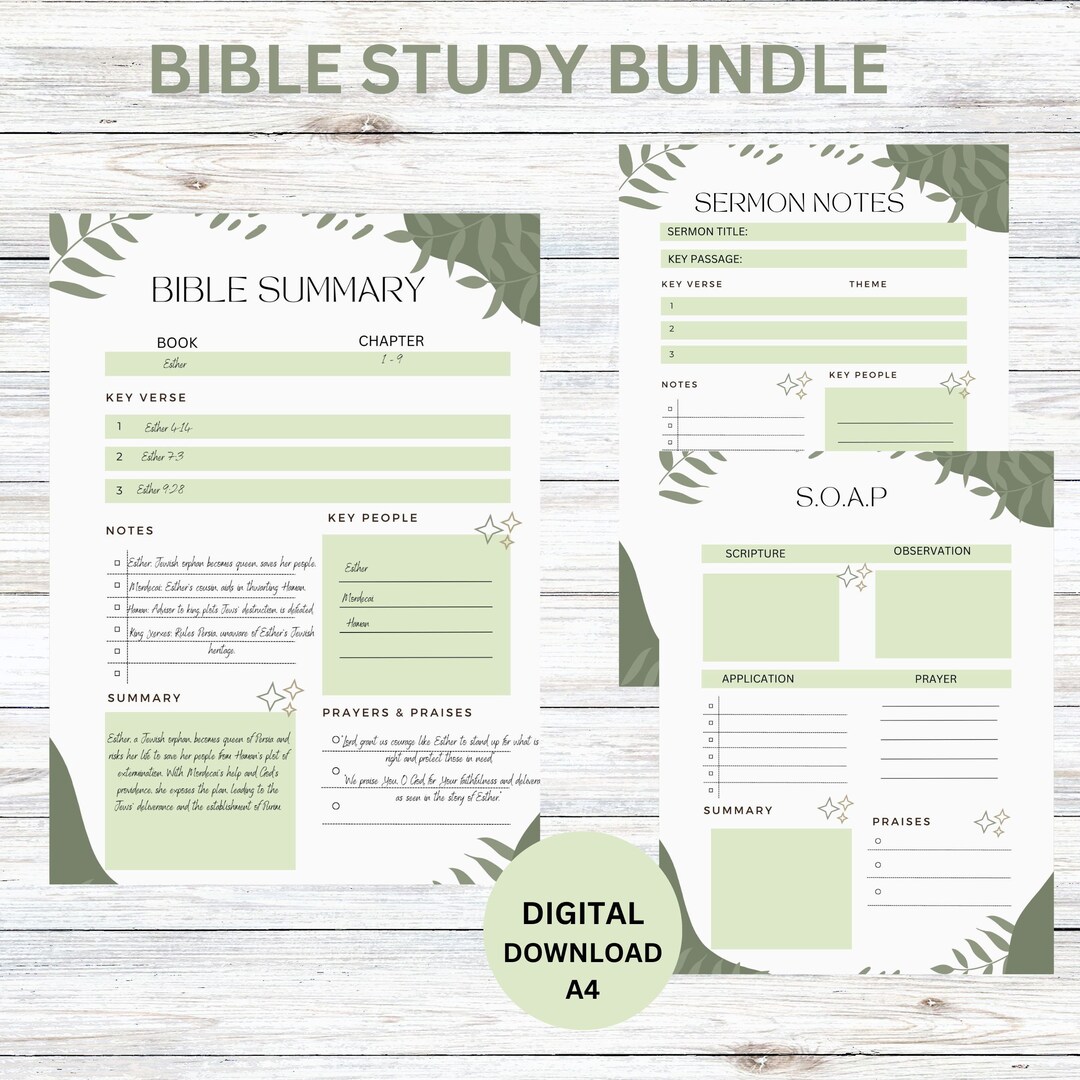Digital Bible Study Bundle, Printable, Bible Study, SOAP Journal ...