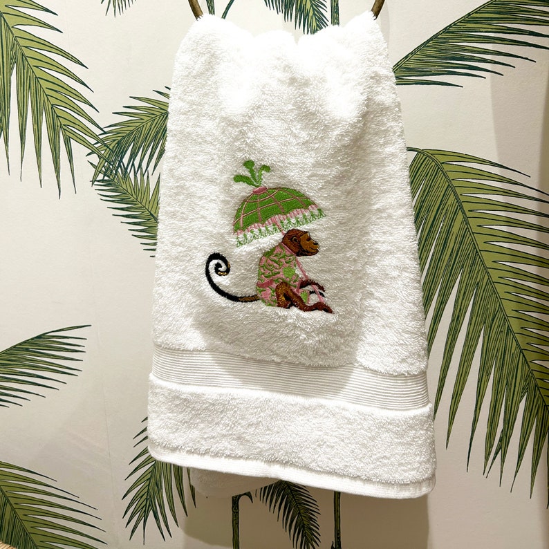 Personalized Cute Monkey Bathroom Towel Design, Luxury Embroidered ...