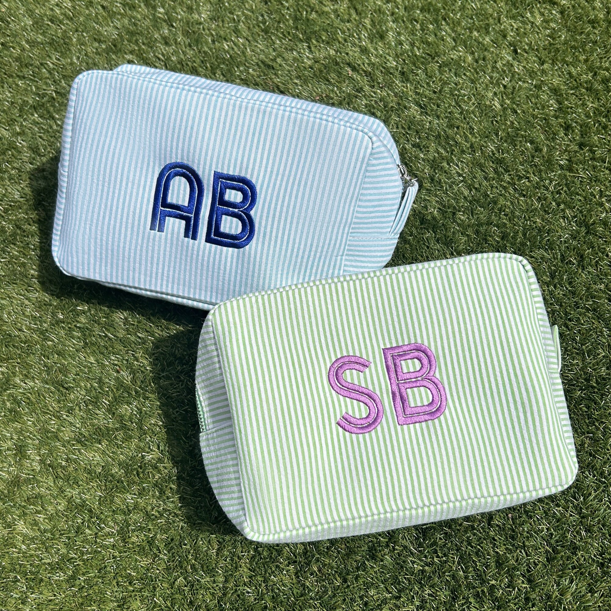 Candy Stipe Monogramed Makeup Bag, Personalised Name Cosmetic Pouch ...