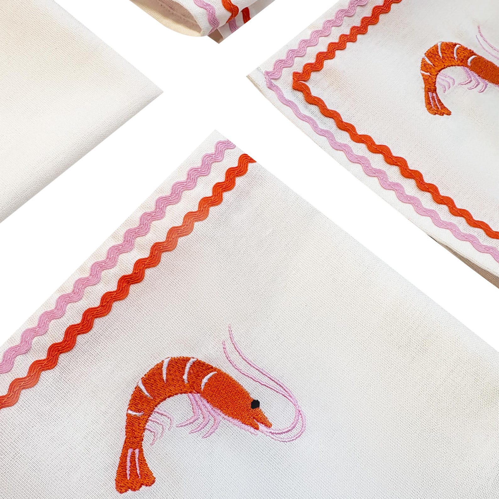 Personalized Cute Prawn Dinner Party Napkins, Set of Reusable Linen ...