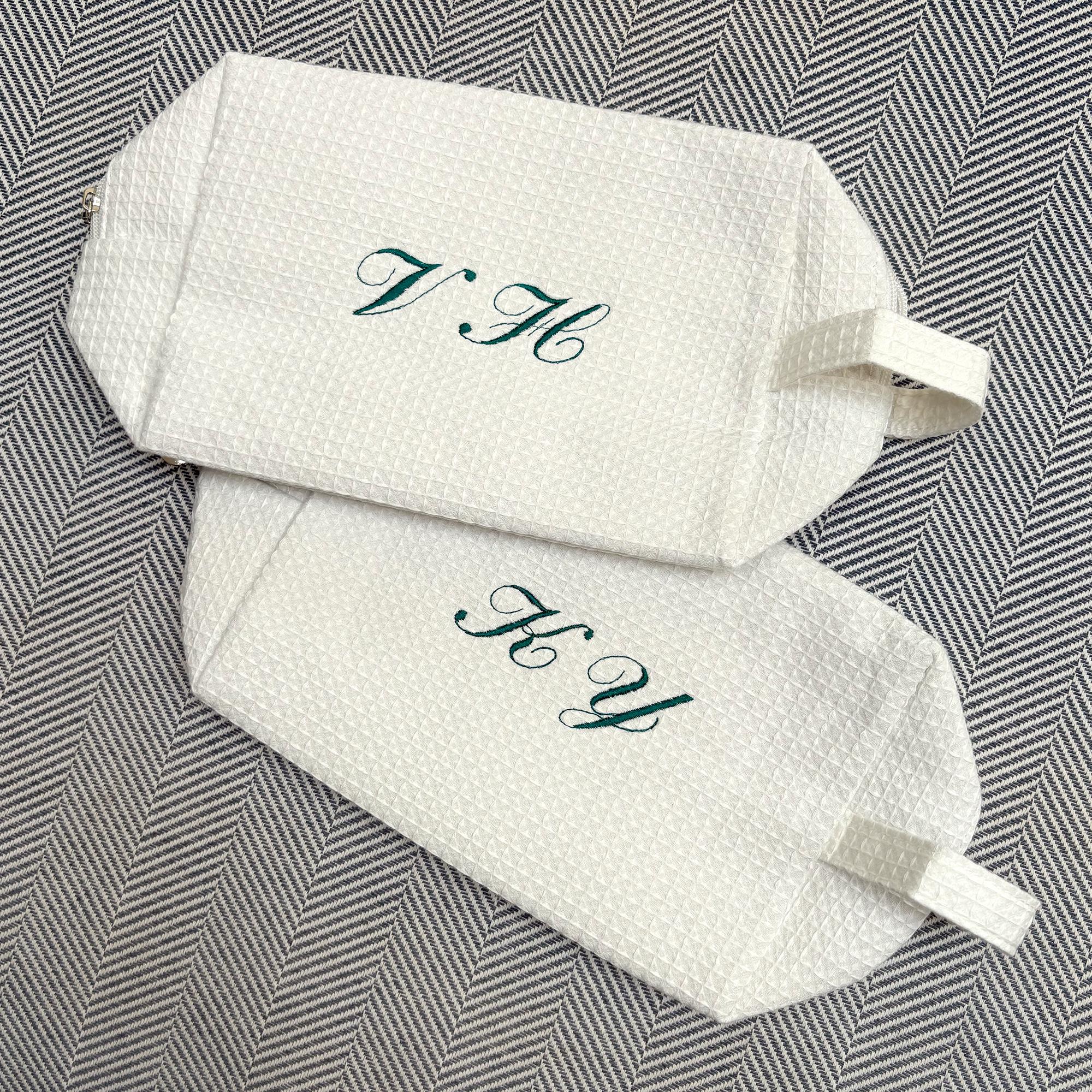 Waffle Monogrammed Makeup Bag, Personalised Cosmetic Pouch, Bridal ...