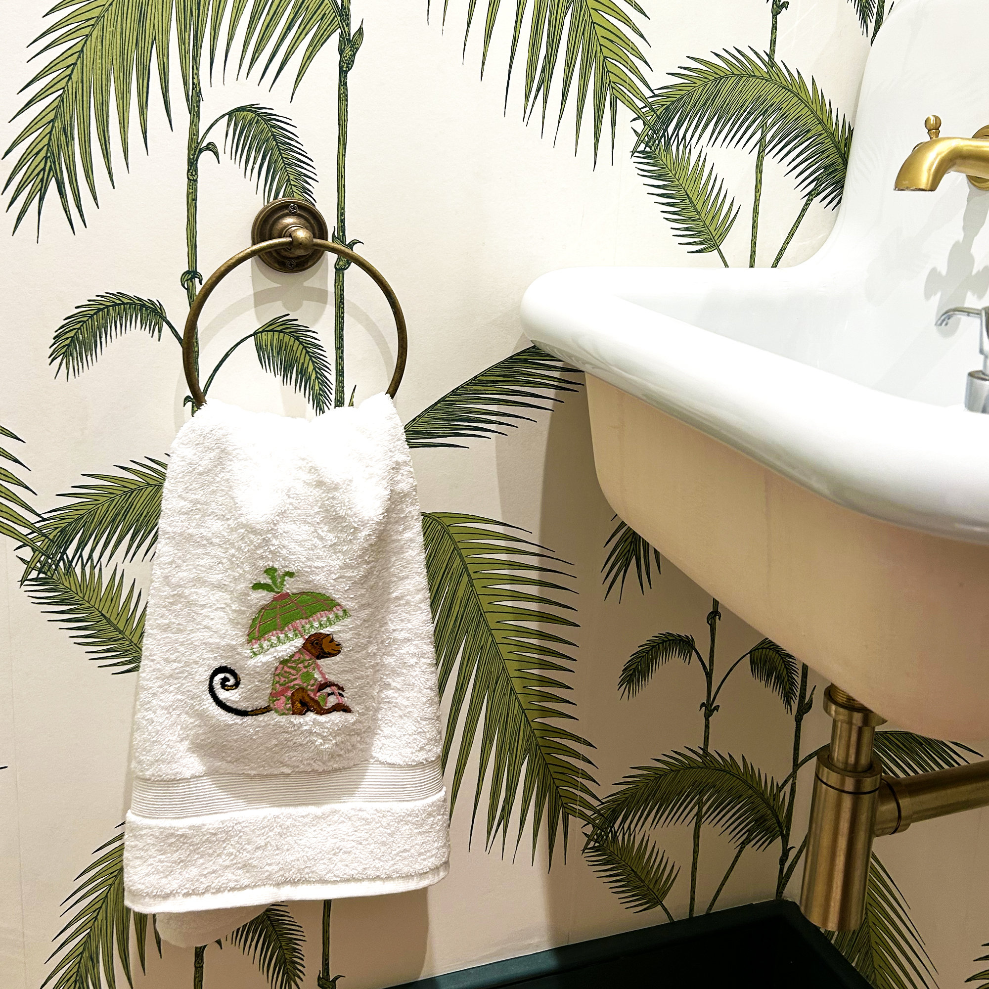 Personalized Cute Monkey Bathroom Towel Design, Luxury Embroidered Jungle Theme Hand Towel ...