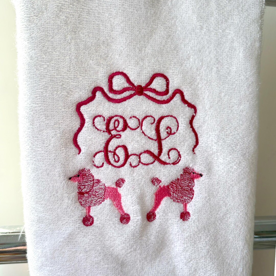 Personalized Poodle Monogram Bathroom Towel Design, Luxury Embroidered ...