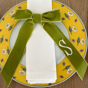 Set of Four Green Velvet Napkin Bows, Wedding Table Decoration, Event ...