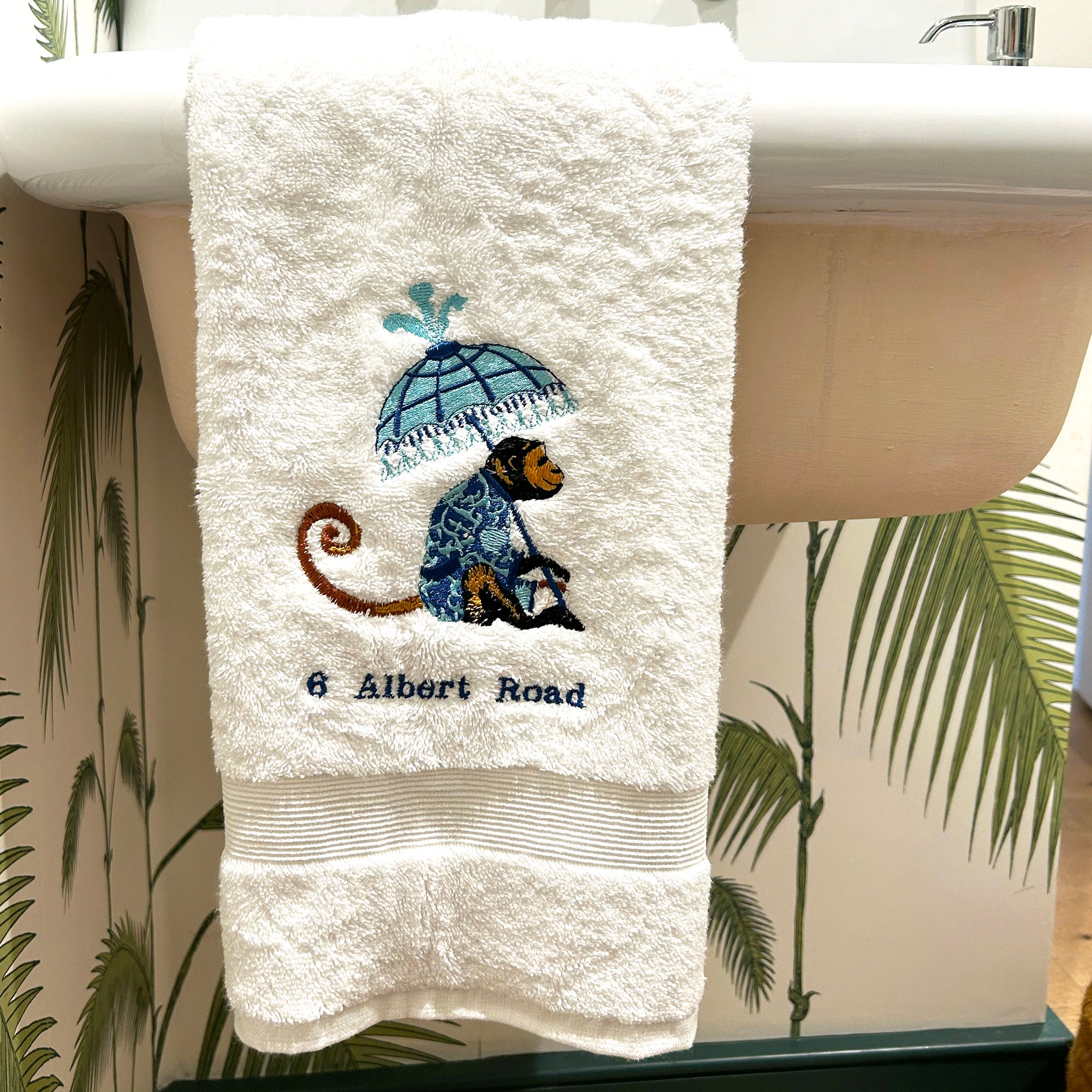 Personalized Cute Monkey Bathroom Towel Design, Luxury Embroidered ...