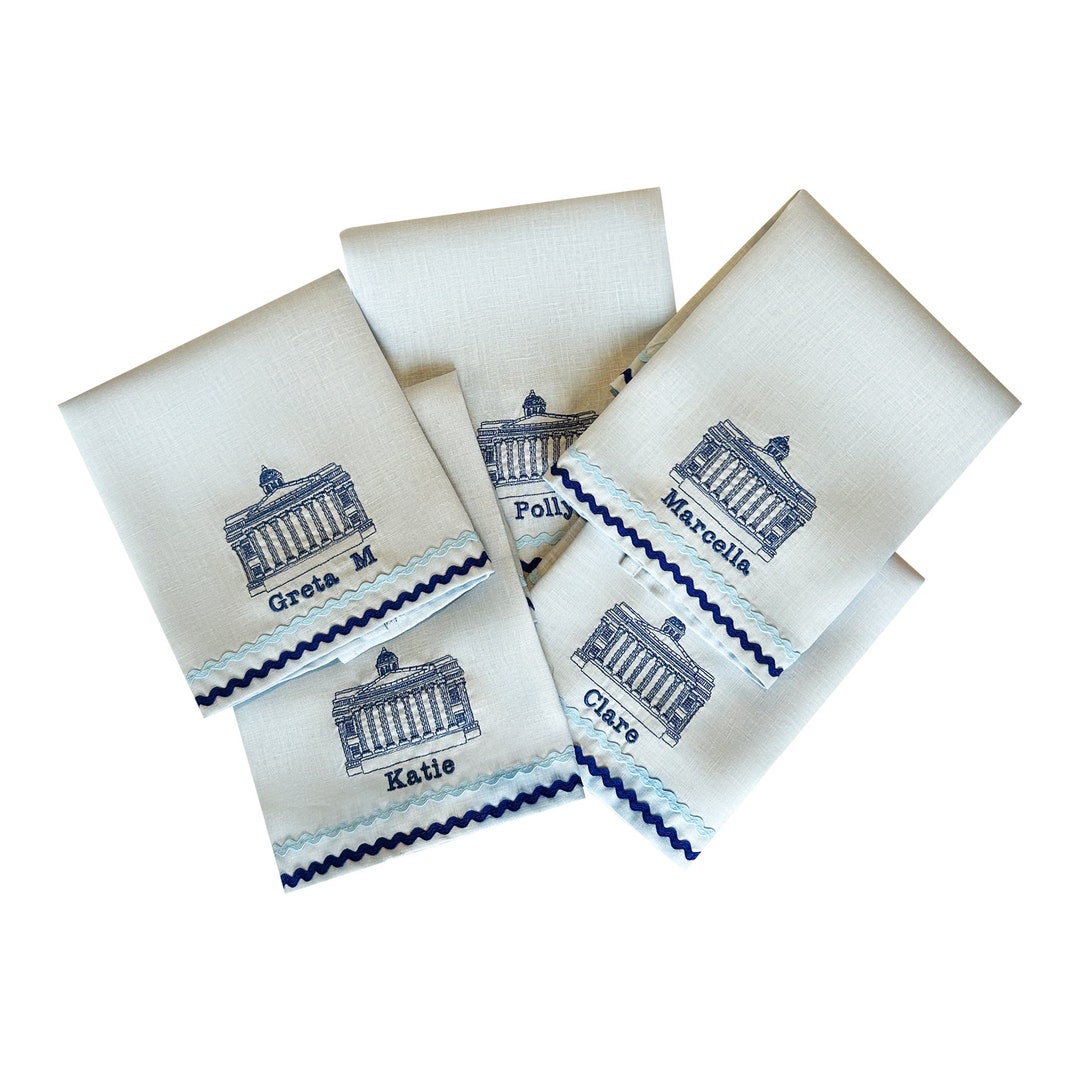 Personalised Stitched House Napkin Set, Custom Trim Edging Towels ...