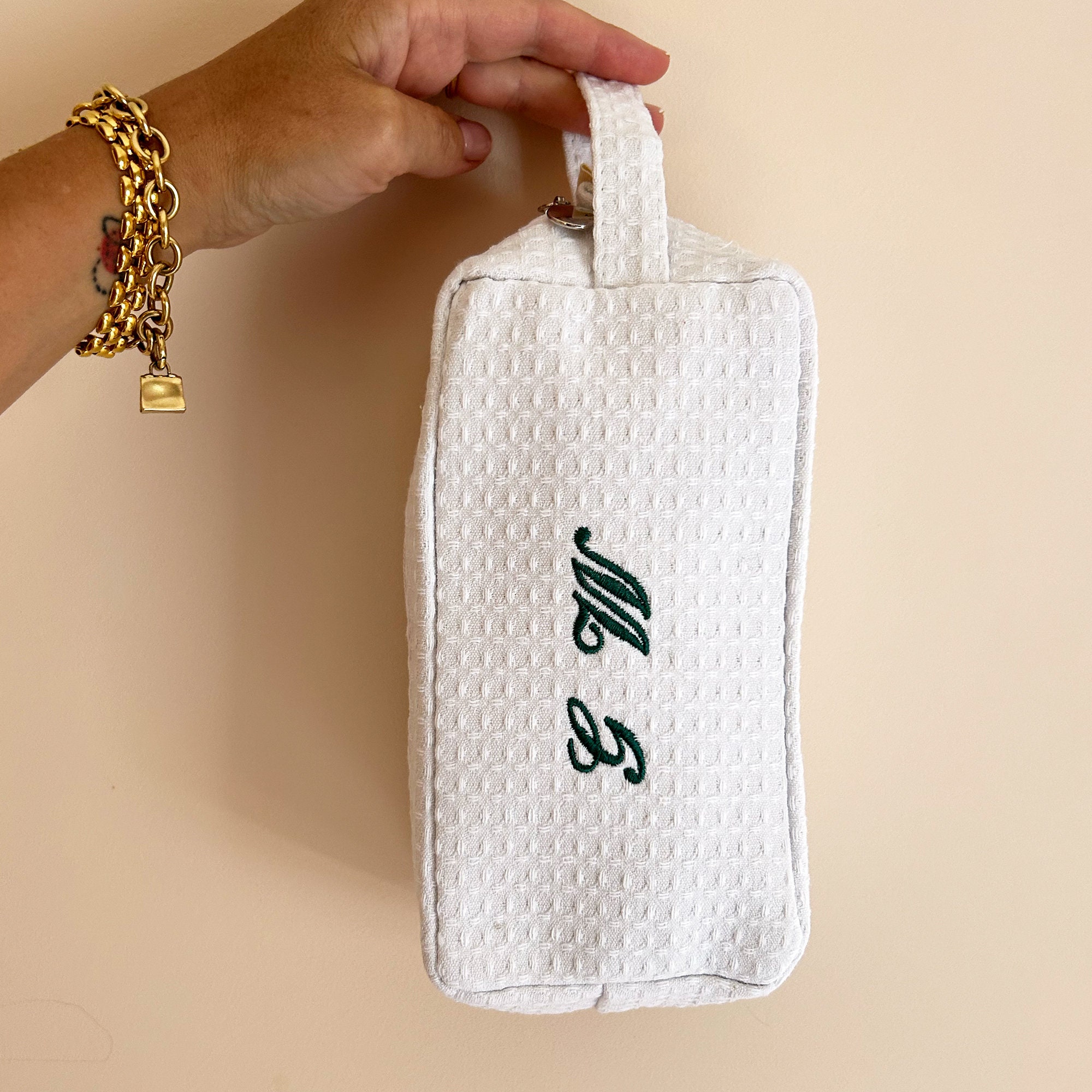 Personalised Small Quilted Monogramed Cosmetic Bag, Initial Name Makeup ...