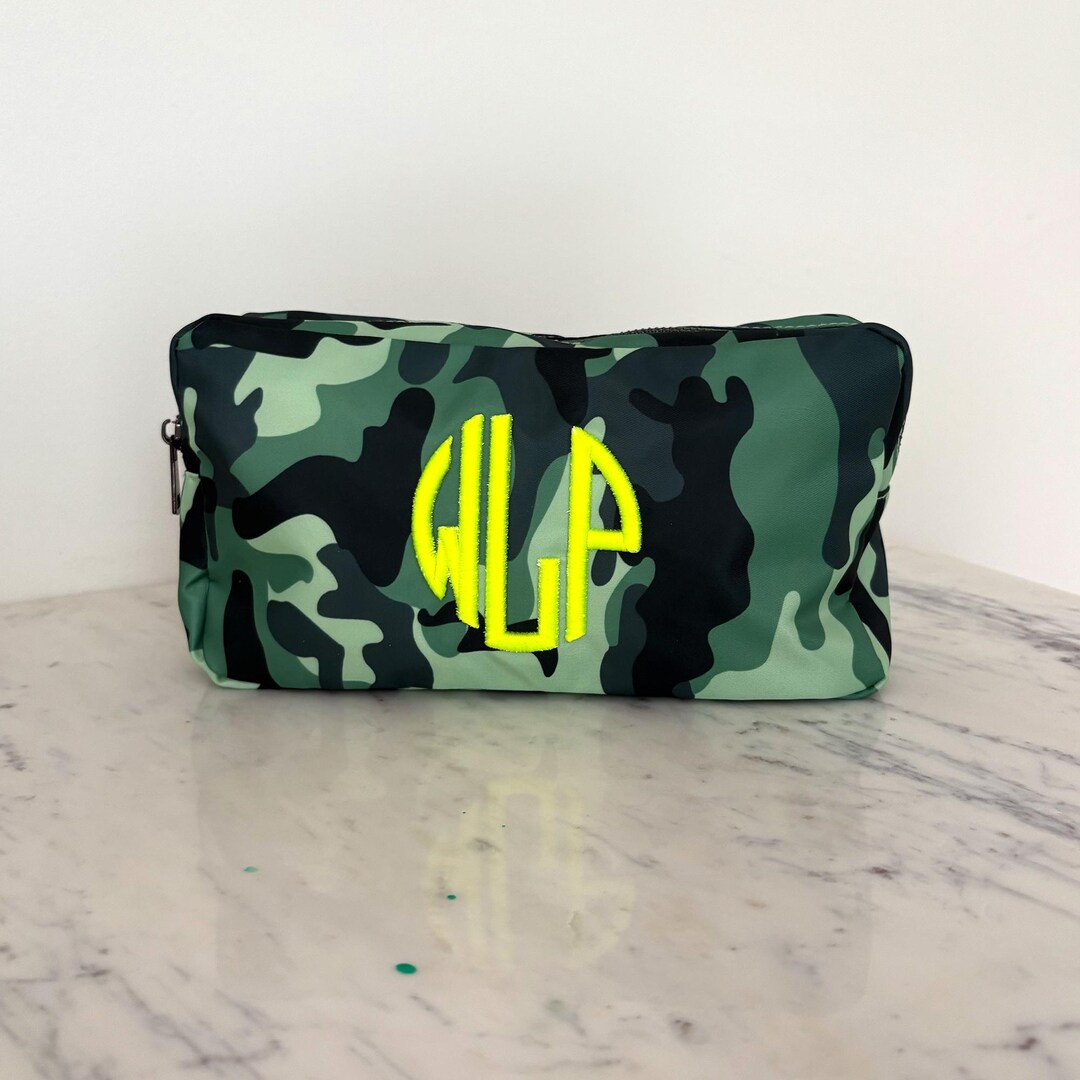 Puff Monogram Camo Travel Bag, Personalised Initials Bag for Him, Wash ...
