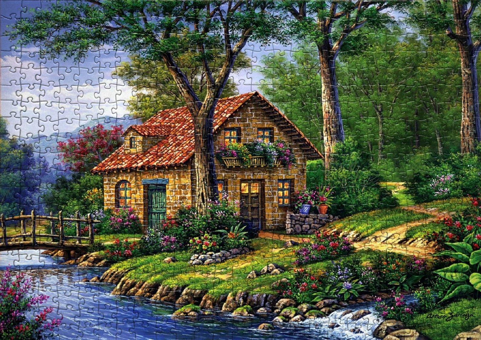 Jigsaw Puzzle for Adults 1000 Pieces Cottage by the Stream - Etsy