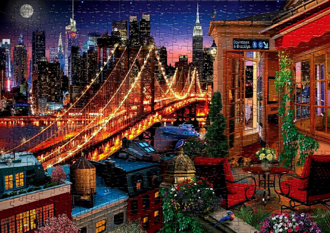 Brooklyn Rooftop Puzzle 1500 Pieces, Gift for Mother, New York Puzzle ...