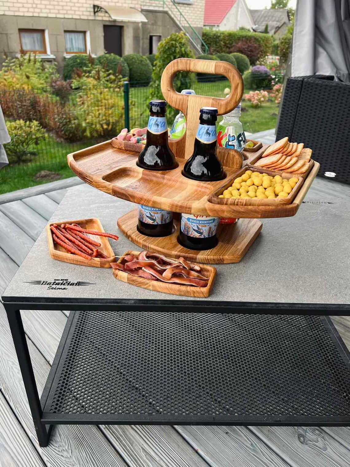 Drinks and Snacks Carrier / Bottle Carrier / Snacks Plate / Mens Gift ...