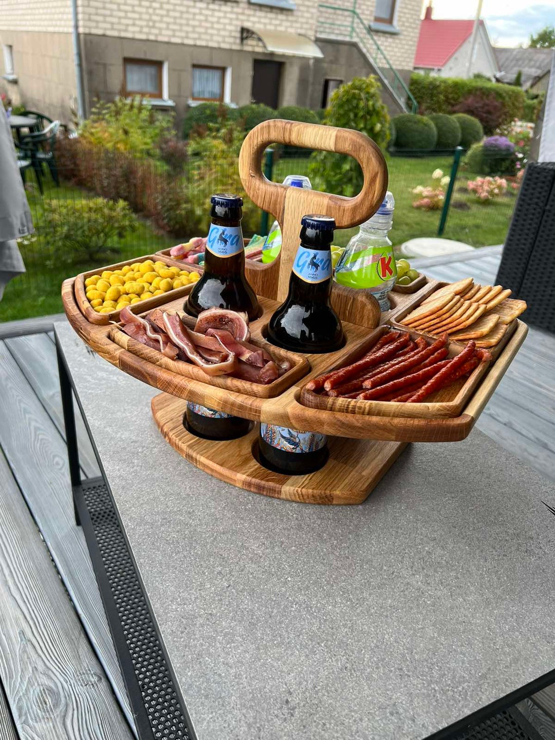 Drinks and Snacks Carrier / Bottle Carrier / Snacks Plate / Mens Gift ...
