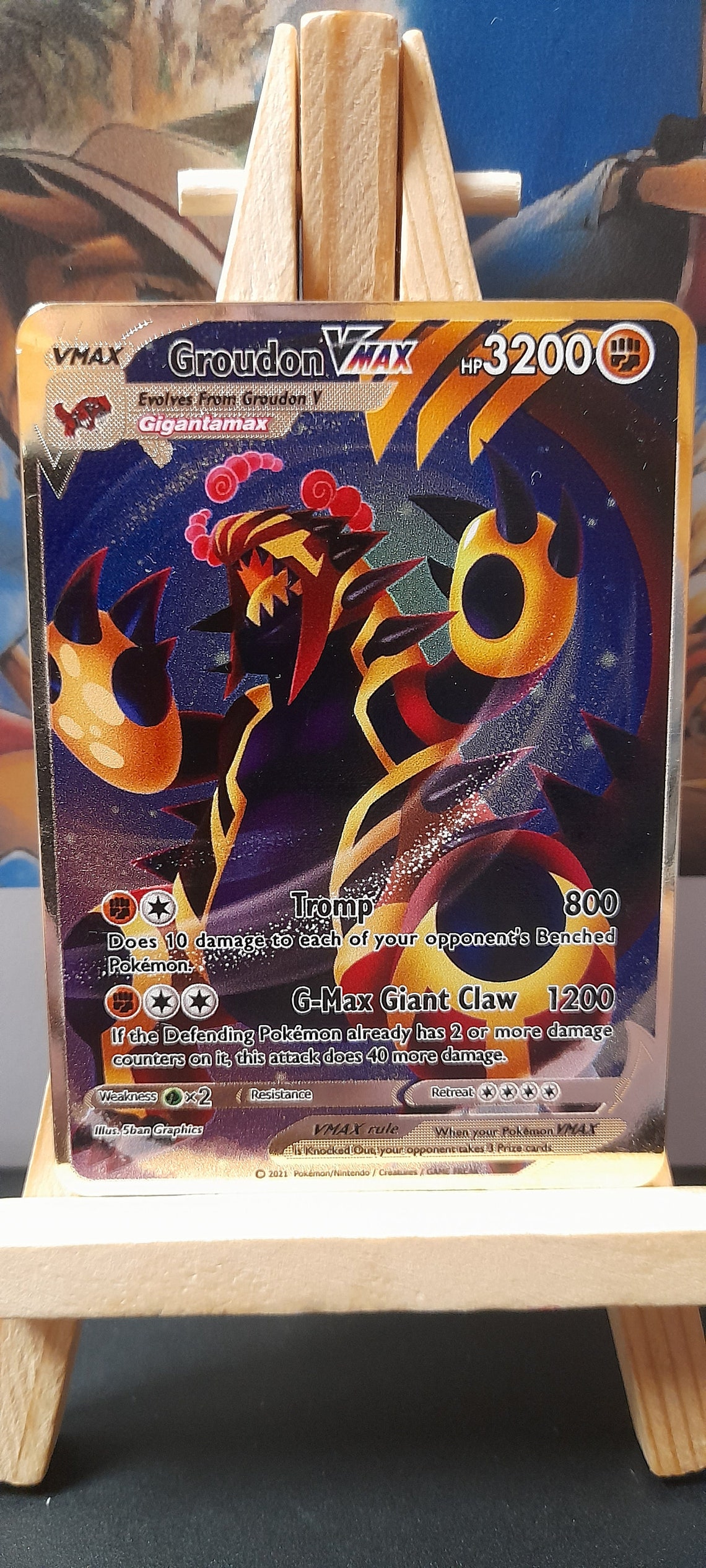 Groudon Gigantamax Vmax Metal Ang Pokemon Card Etsy Australia
