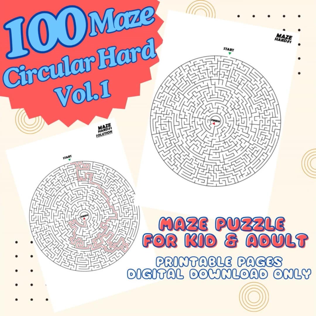 100 Maze Circular Hard Vol.1 for Kids & Adults | Mazes Puzzle With ...