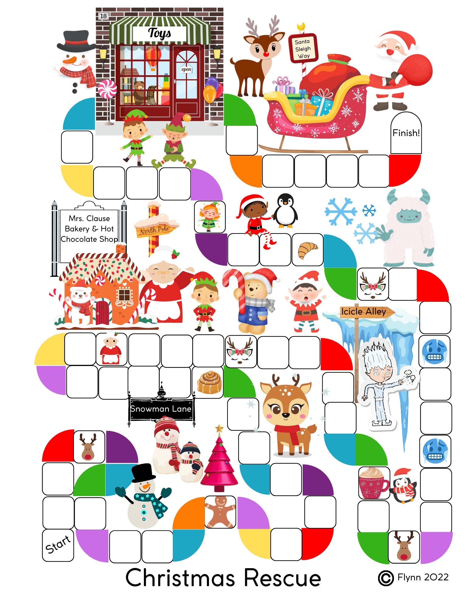 Christmas Game, Help Santa Save Christmas, Easy Board Game for Kids ...