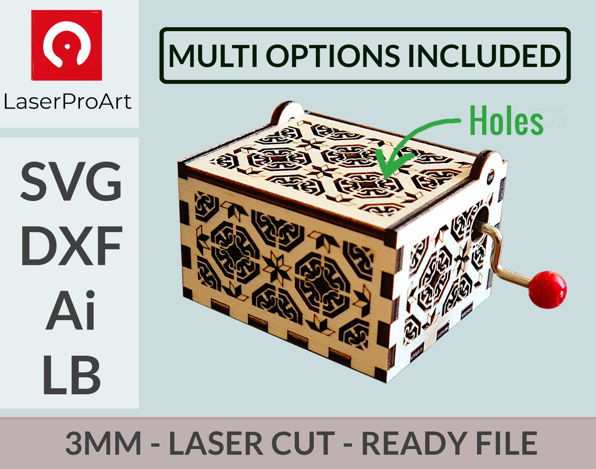 Music Box - DIY Laser Cut Files SVG - DXF - Lightburn - Case for Manual ...