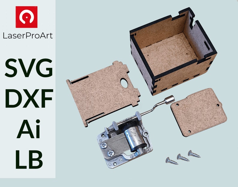 Music Box - DIY SVG Laser Cutter Files - DXF - Lightburn - Case for ...