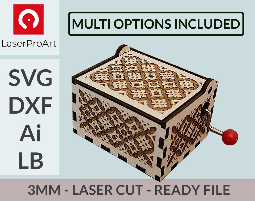 Music Box DIY Laser Cut Files SVG DXF Lightburn Case for Manual Crank ...