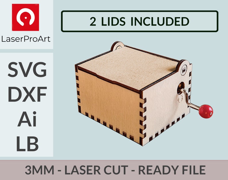 Music Box DIY Laser Cut Files SVG DXF Lightburn Case for Manual Crank ...