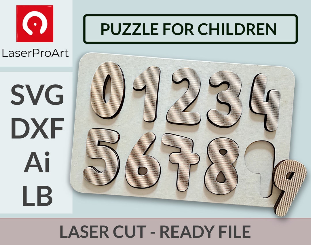 Children's Puzzle With Numbers 0 to 9 - DIY SVG - DXF Laser Cut Files ...