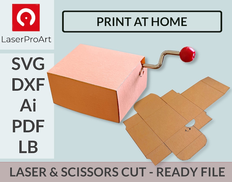 Cardboard Music Box DIY Cutting File SVG PDF Lightburn Box for Manual ...