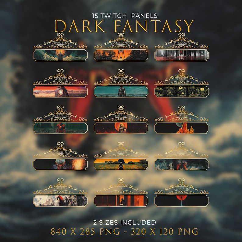 15 Twitch Panels: Dark Fantasy - Etsy