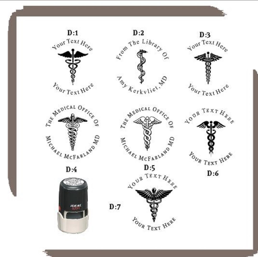 Custom Round Caduceus or Medical Sign self-inking - Etsy