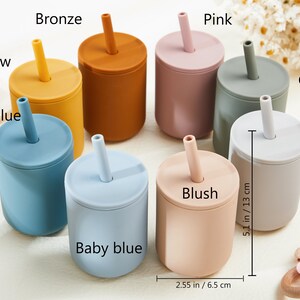 Custom Name Silicone Sippy Cup With Straw for Baby 6 Months, No Spill ...
